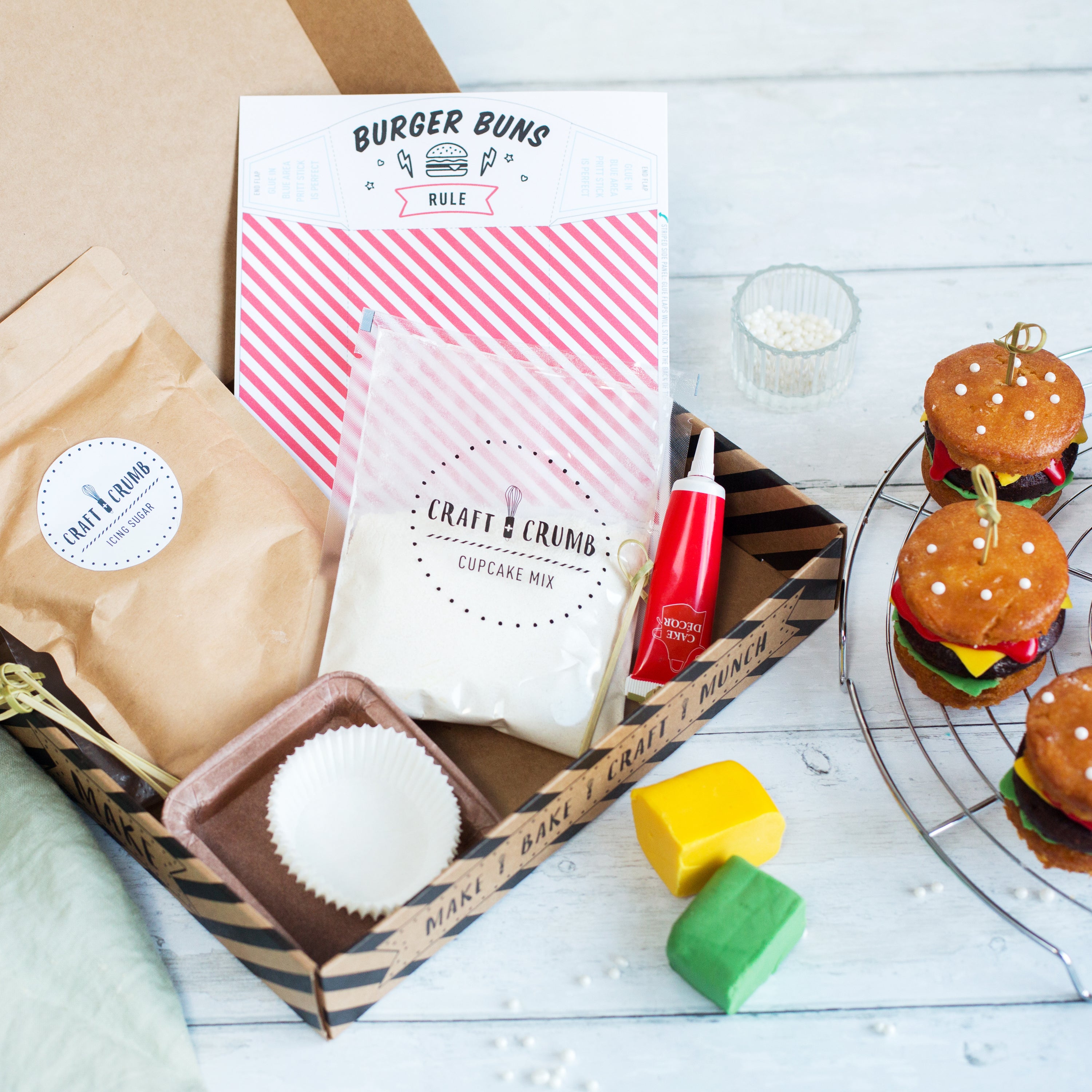 Burger & chips cupcake kit – Craft & Crumb
